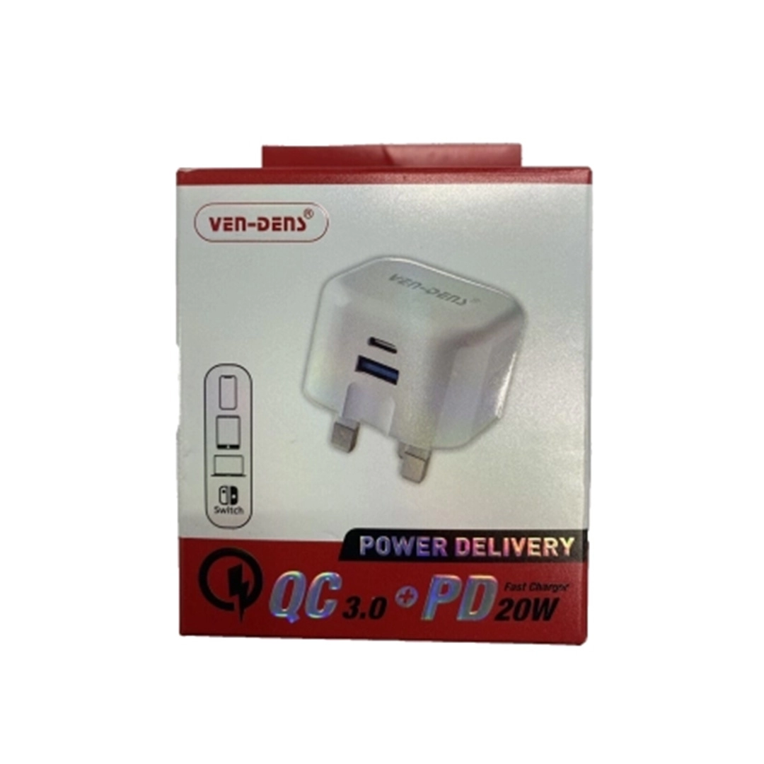 Ven-Dens Dual 20W QC3.0 PD20 USB C & USB A Power Adapter Charging ...