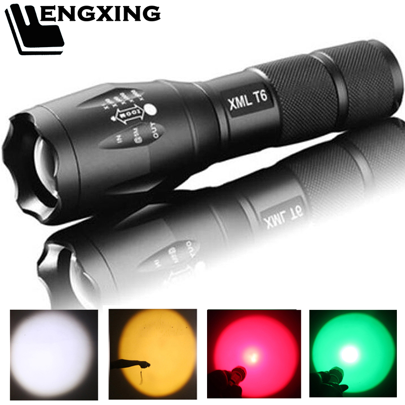 Waterproof LED Flashlight Portable Torch 5 Emittings Color white yellow ...