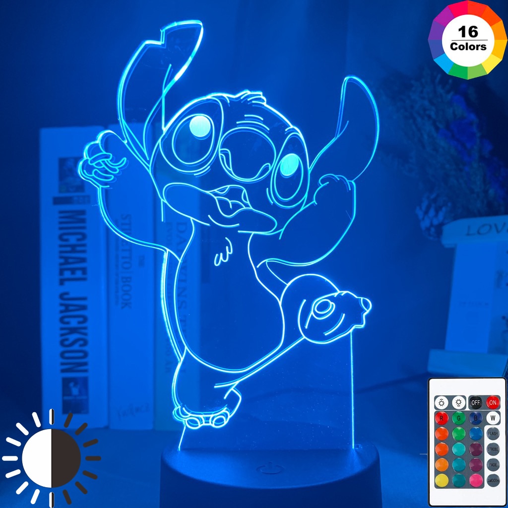 Cute Lilo & Stitch Dancing Figure Night Lamp Color Changing Lighting ...