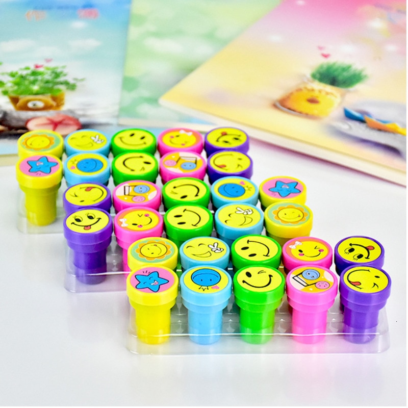 10pcs/Set Children Toy Stamps Cartoon Smiley Face Kids Seal For ...