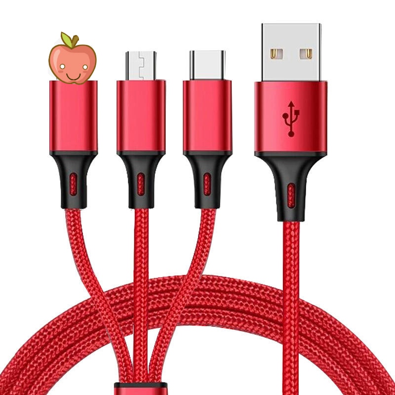 Data Line 3 in 1 cable For Android iphone Type c Mobile Phone Multi ...