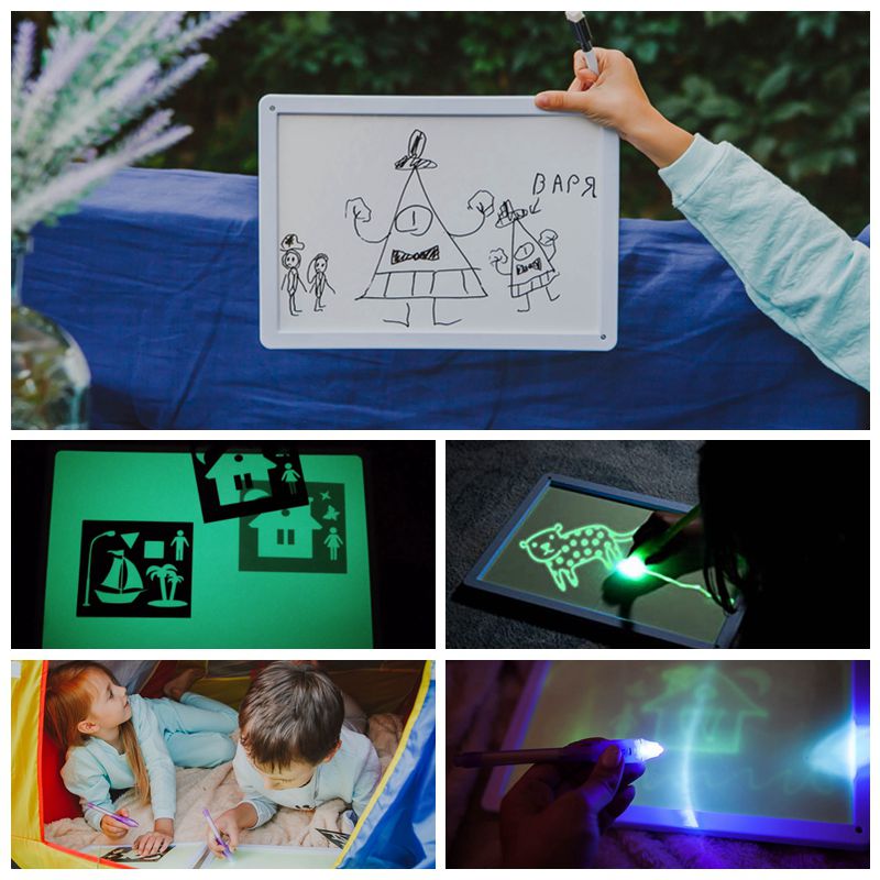 A3 Big Light Luminous Drawing Board Kids Toy Tablet Draw In Dark Magic ...