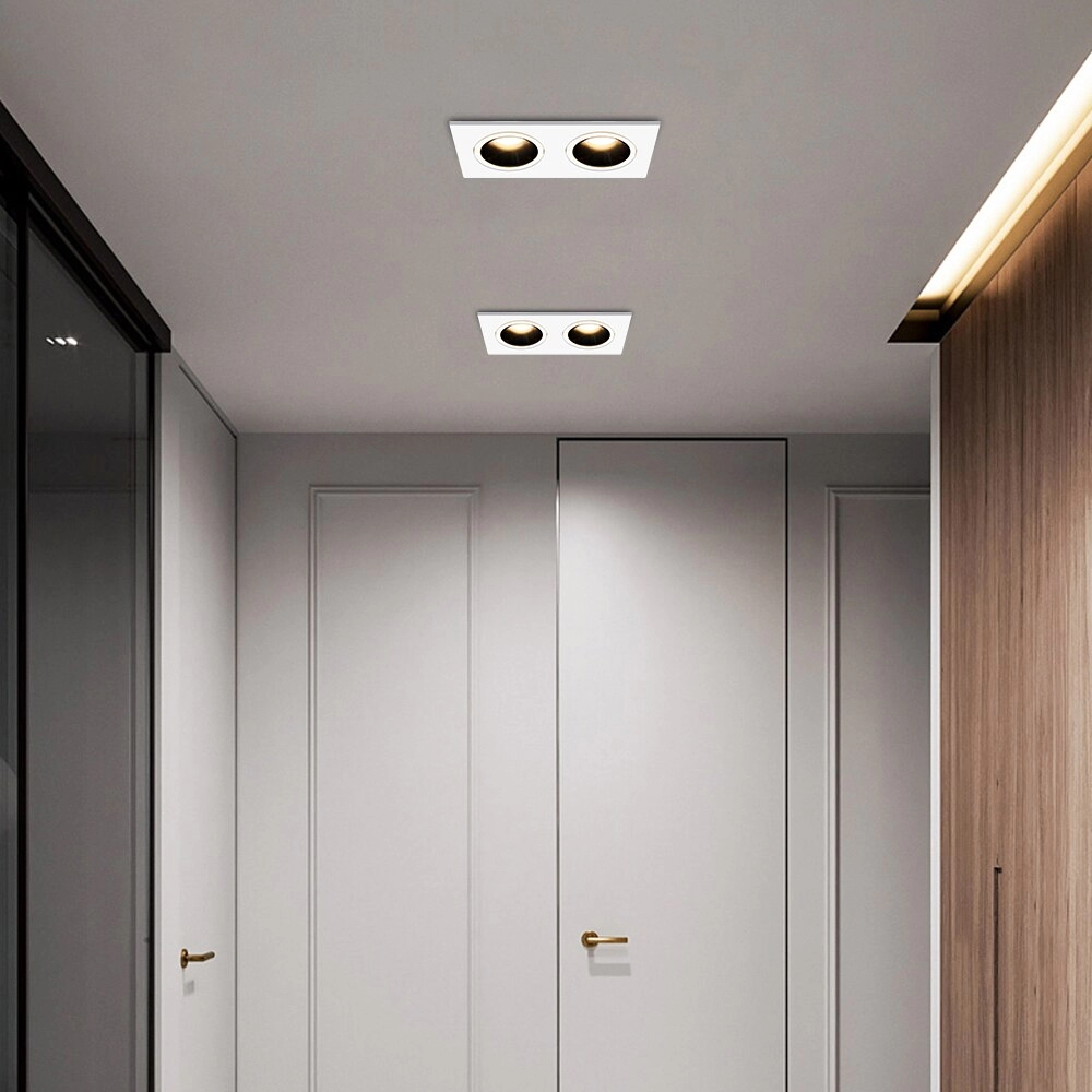 Double Heads Angle Adjust LED Recessed Downlight Dimmable 14W 24W ...