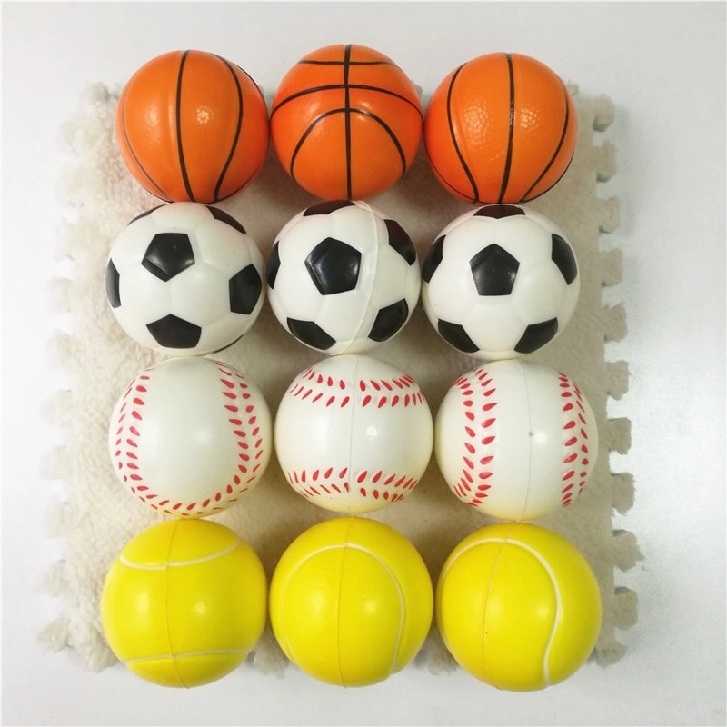 6pcs 6.3cm Squeeze Ball Toy Football Soft Foam Sponge Anti stress Baseball