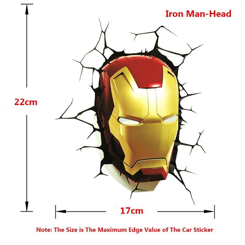 3D Car Decals Iron Man Captain Thor Hammer Car Scratch Stickers ...