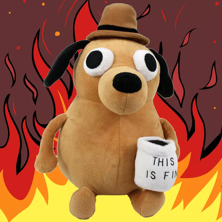 22cm This is Fine Meme Dog Plush Coffee Cup Stuffed Plush Toy Stuffed ...