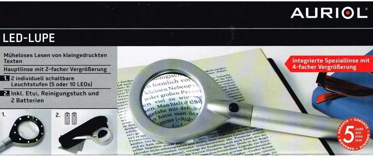 Auriol LED Magnifier - Reading Magnifier - Reading Aid - with Lighting ...