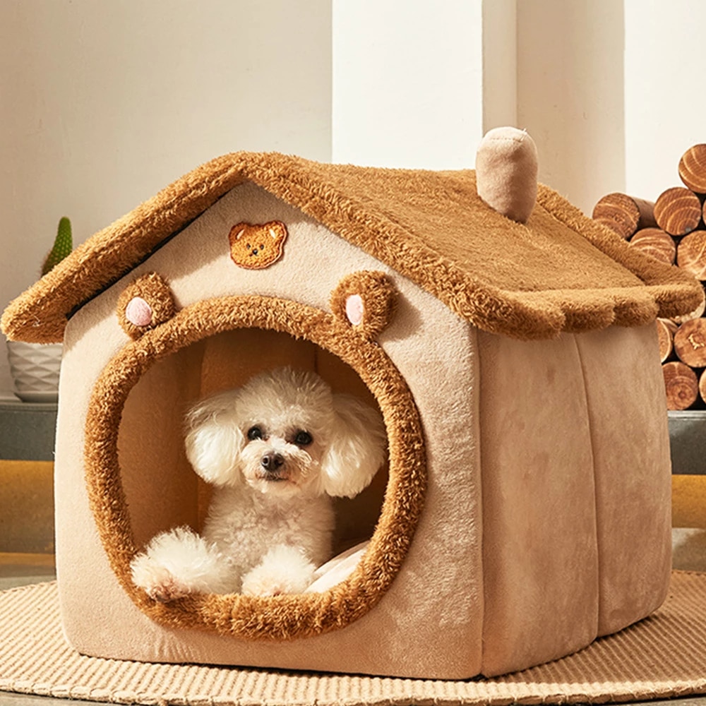 Foldable Pet Sleeping House Four Seasons Indoor Warm Kennel Tent Bed ...