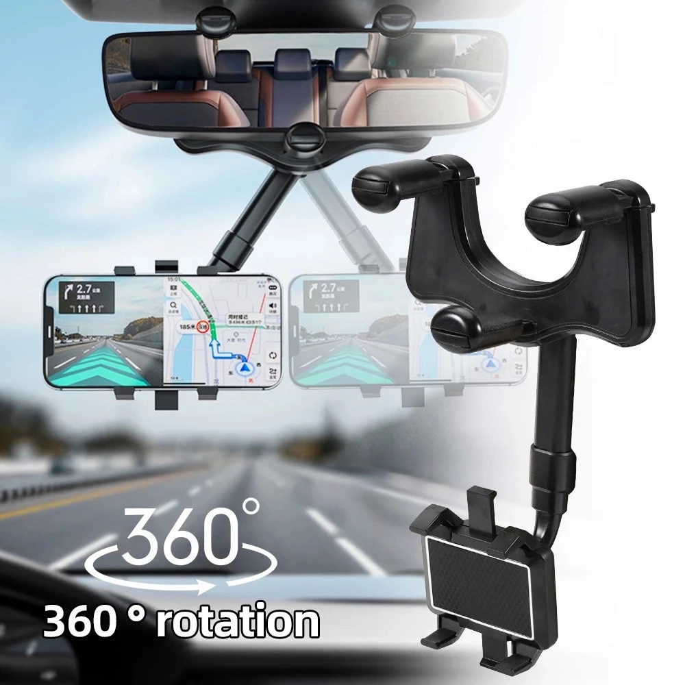 Rearview Mirror Cell Phone holder in Car 360° Adjustable Phone Holder Rearview Mirror Cell Phone holder in Car 360° Adjustable Phone Holder