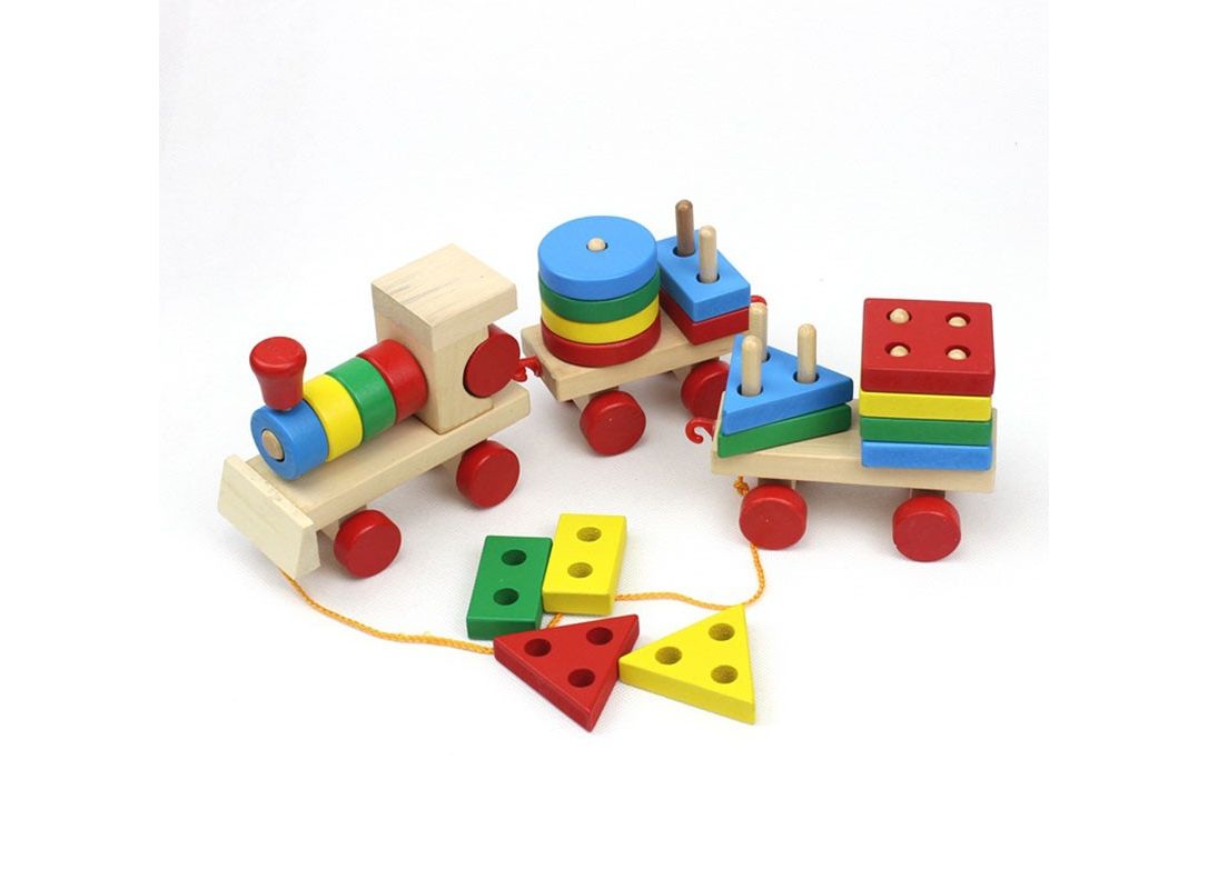 25pcs Educational Pull-Along Train Set Shape Sorter Color Sorting ...