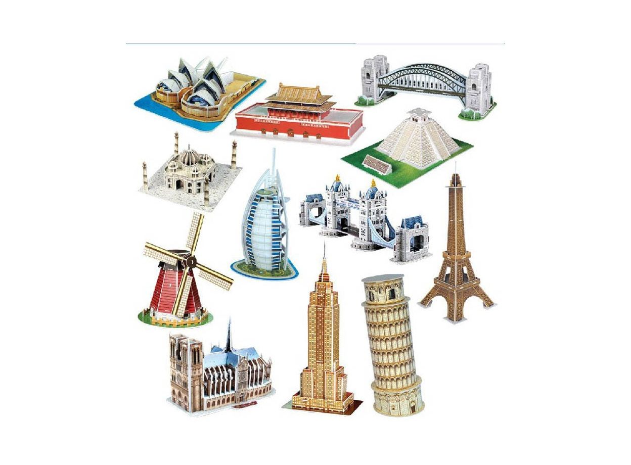 3D Three-dimensional Puzzle Word Famous Buildings Architecture Puzzlees ...