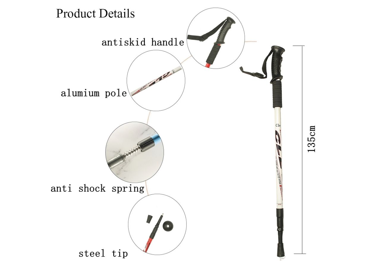 2Pc/Pair Walking Stick Trekking Aluminum alloy Climbing Stick ...