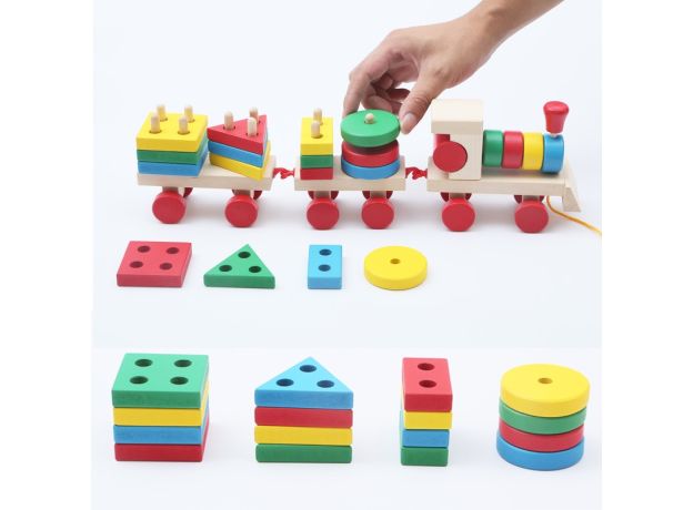 25pcs Educational Pull Along Train Set Shape Sorter Color Sorting ...