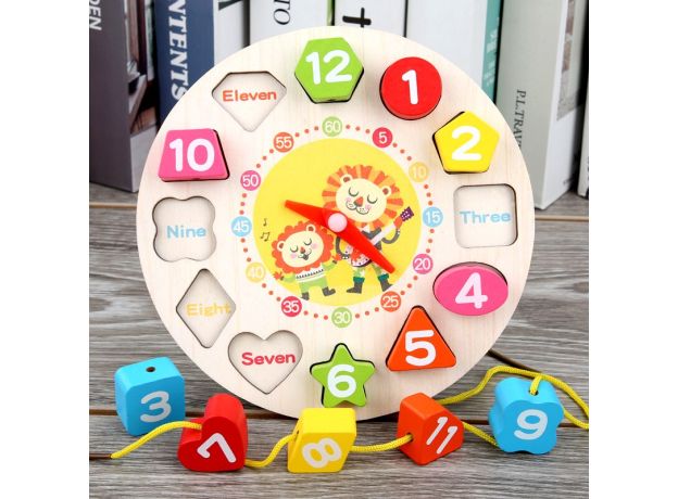 Wooden Clock Toys Hour Minute Second Cognition Colorful Clocks Toys for ...